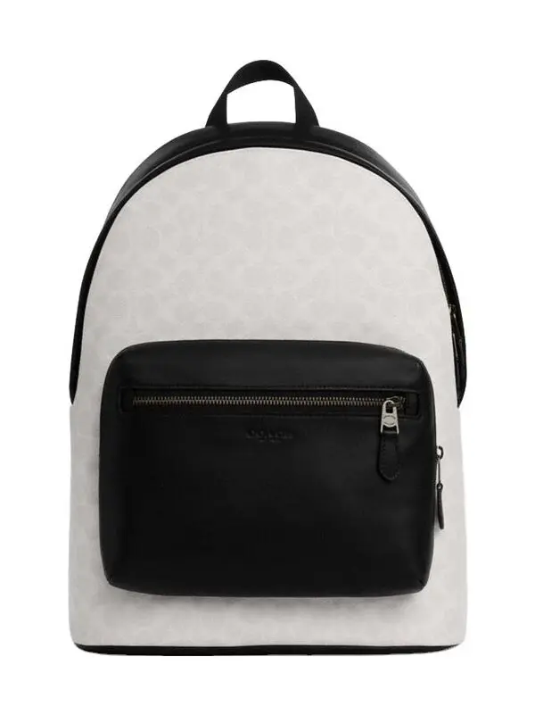 COACH Signature Canvas West Backpack - Signature Canvas/gunmetal/chalk/black