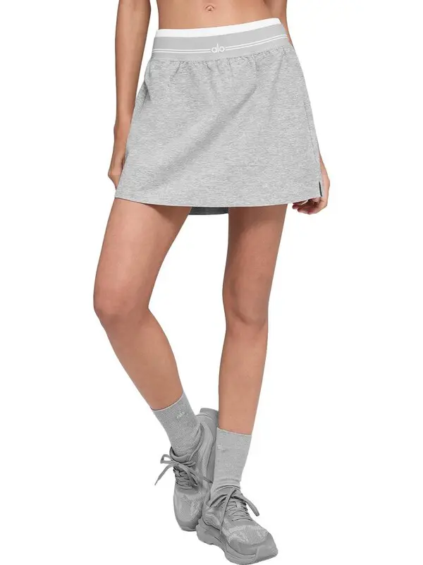 Alo Yoga Alosoft Better Together Tennis Skirt - Athletic Heather Grey/white