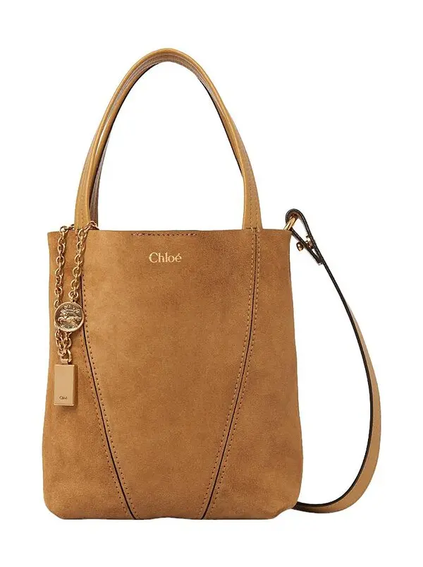 Chloé Small Spin Tote Bag - Gold Khaki Suede