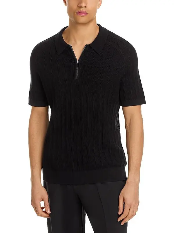 Michael Kors Textured Zip Polo - Black