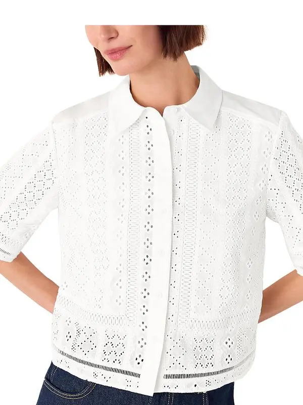 Whistles Broderie Shirt - White