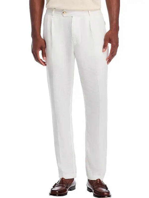 Onia Linen Tapered Pleated Pants - White