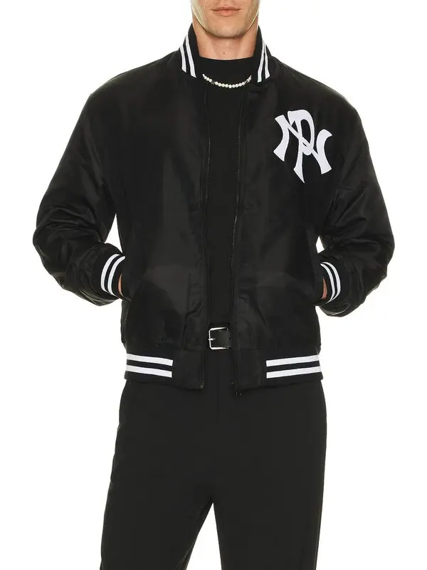 NO PROBLEMO Nyp Nylon Varsity Jacket - Black
