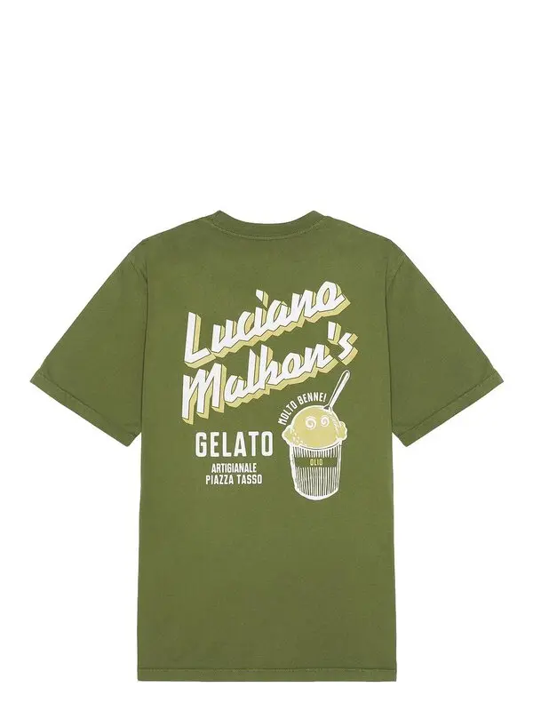MALBON Gelato Stand Pocket Tee In Green - Cypress Green