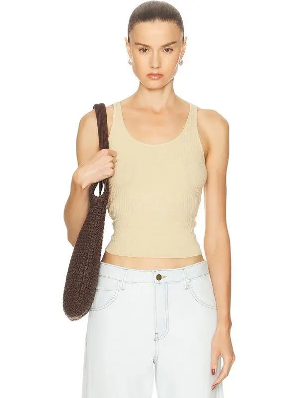 Enza Costa Military Rib Slim Tank Top - Blonde