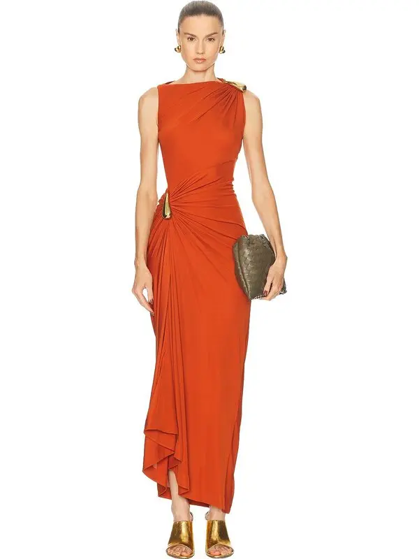 Bottega Veneta Sleeveless Jersey Draped Dress - Autumn
