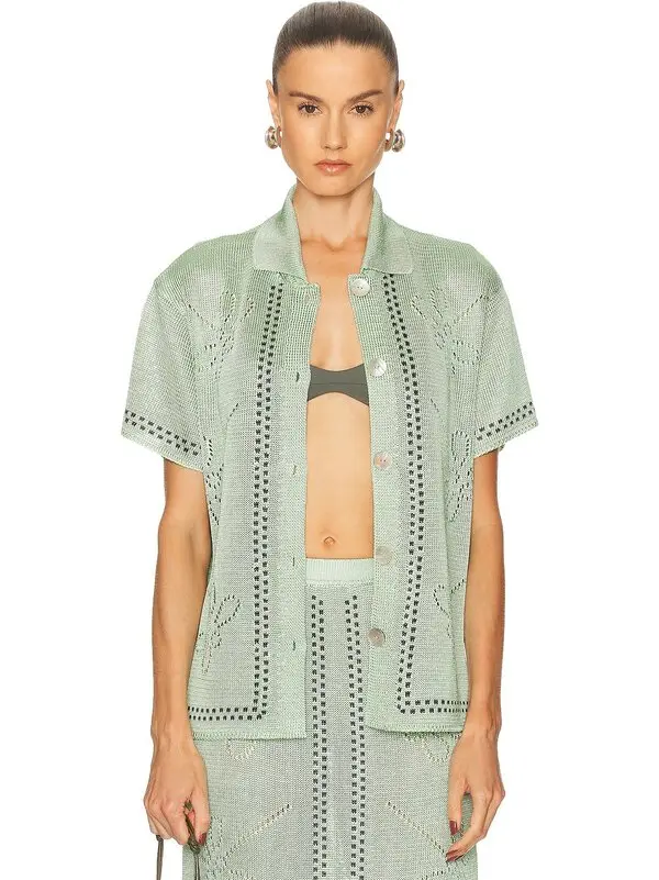 Calle Del Mar Garden Party Short Sleeve Shirt - Eucalyptus & Pine