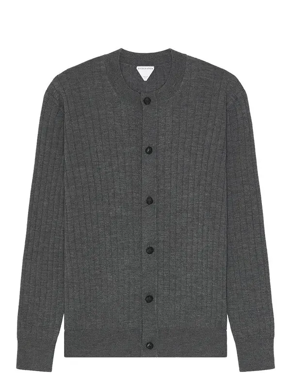 Bottega Veneta Wool Rib Cardigan - Anthracite