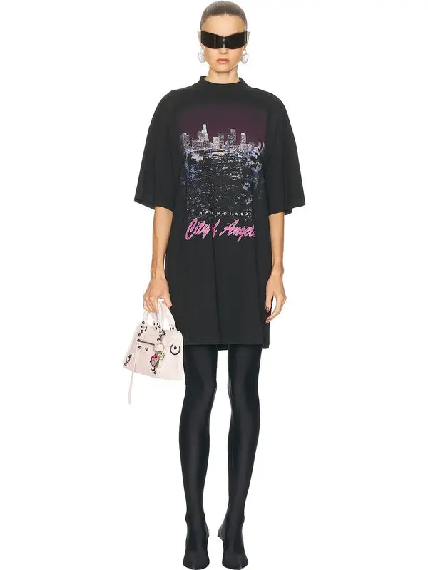 Balenciaga City Of Angels T-shirt Dress - Faded Washed Black