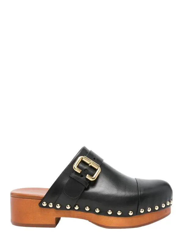 Chloé Jeannette Leather Clogs - Black