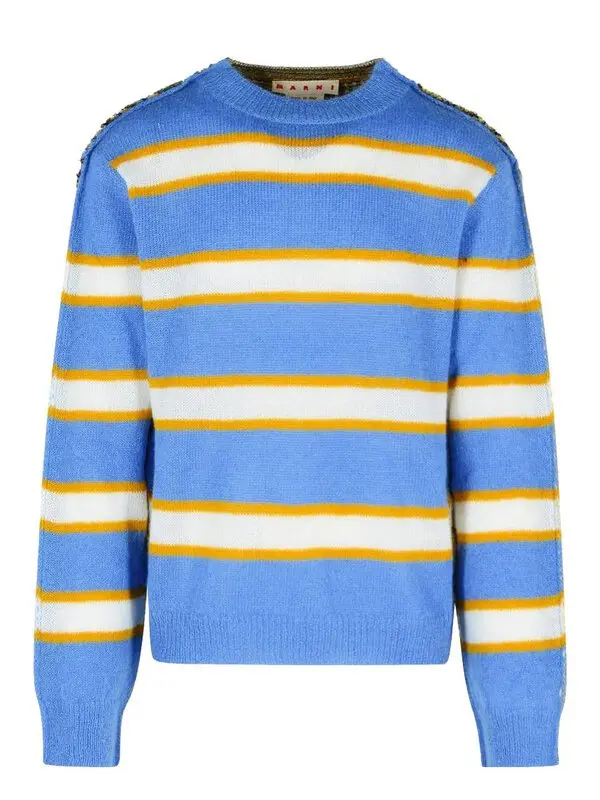 Marni Light Mohair-blend Striped Sweater - Blue