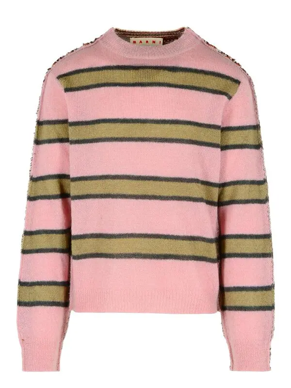 Marni Mohair-blend Striped Sweater - Pink
