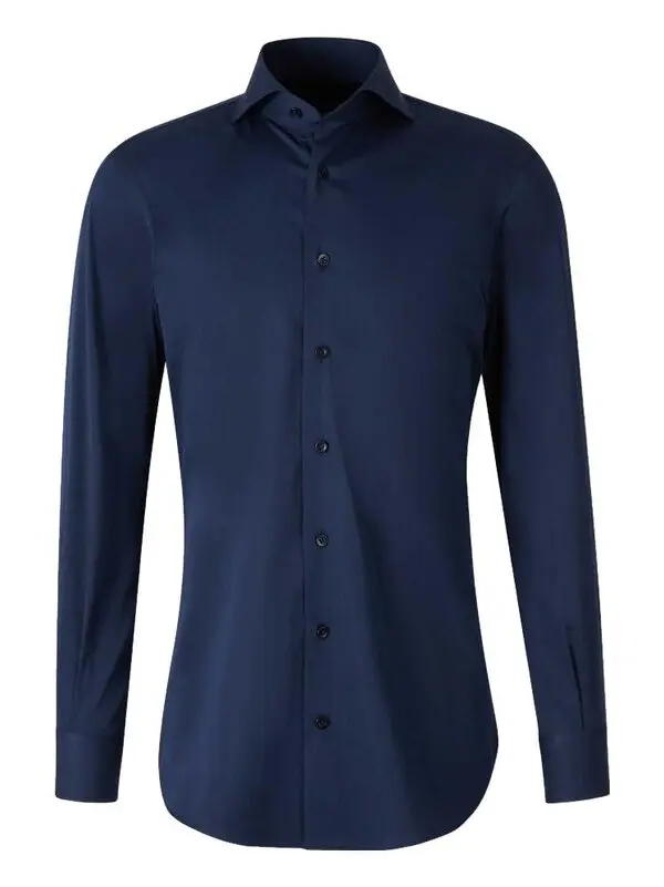 ATELIER MUNRO Plain Cotton Shirt - Navy Blue