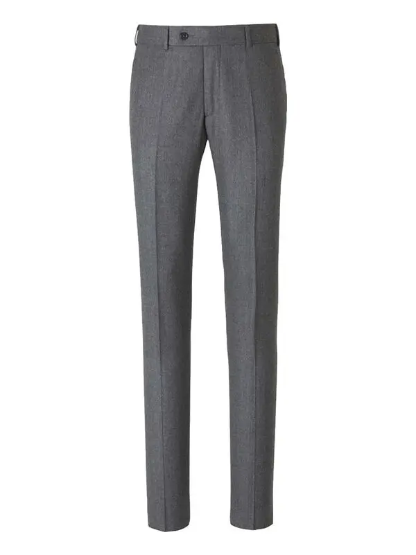 Scabal Slim-fit Wool Flannel Trousers - Grey