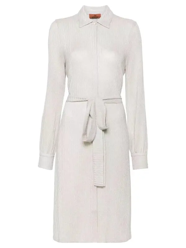 Missoni Lamé-effect Belted Shirtdress - Neutrals