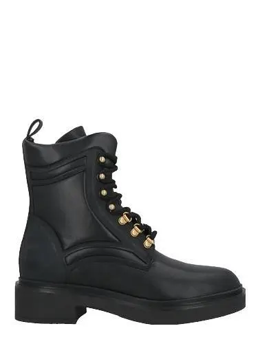Emporio Armani Leather Lace-up Ankle Boots - Black