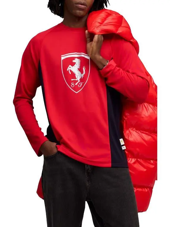 PUMA Ferrari Lifestyle Colorblock T-shirt - Rosso Corsa