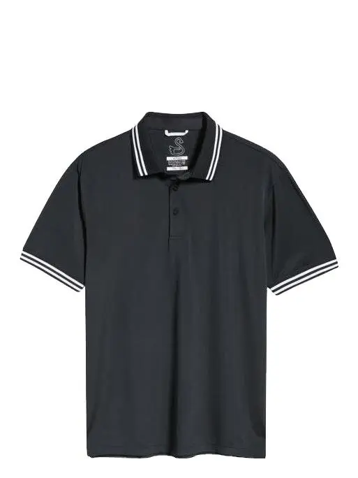 SWANNIES Thatcher Tipped Performance Polo - Black