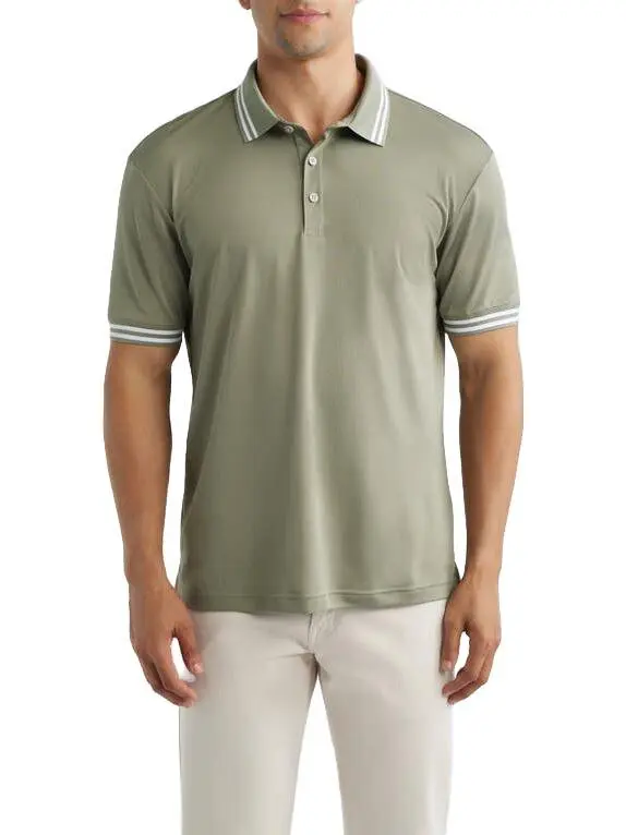 SWANNIES Thatcher Tipped Performance Polo - Olive