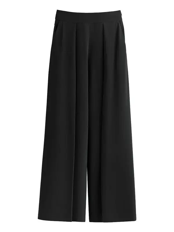 Cuyana Silk Pleated Pant - Black