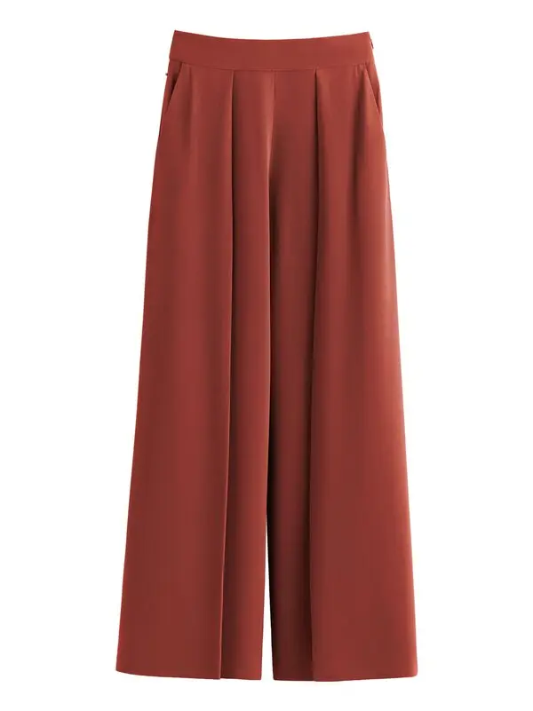 Cuyana Silk Pleated Pant - Dark Terracotta