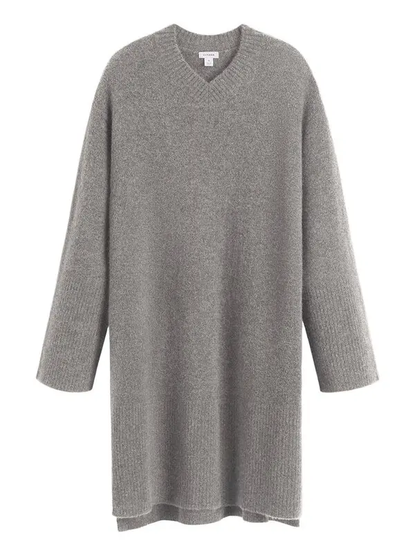 Cuyana Alpaca Wool Sweater Dress - Light Heather Grey