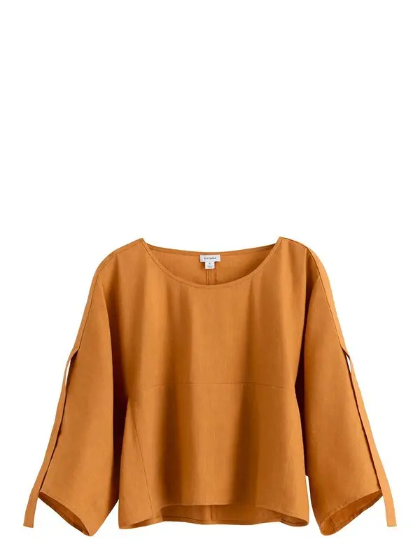 Cuyana Linen Adjustable Sleeve Top - Saffron