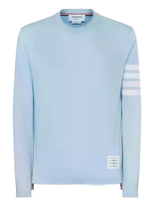 Thom Browne Three-stripe Long-sleeved T-shirt - Blue
