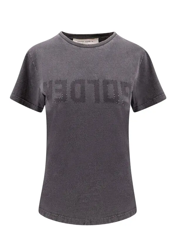 GOLDEN GOOSE Doris Cotton T-shirt With Logo - Grey