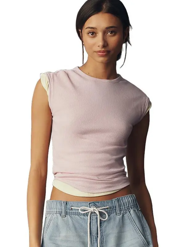Maeve Betty Crew-neck Baby Muscle Tee - Frosty Pink