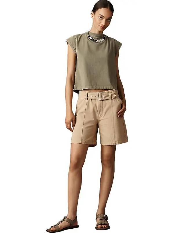 Hudson Jeans Belted Twill Long Shorts - Tan