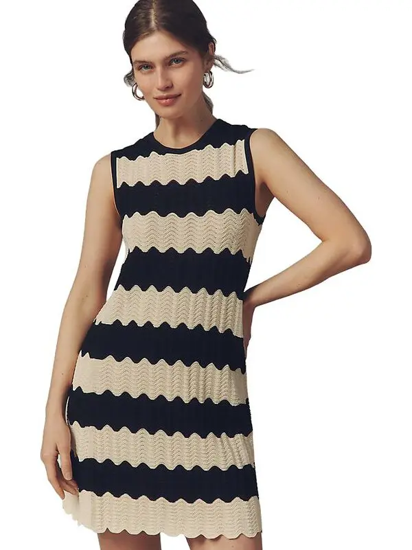 SIMONMILLER Moji Sleeveless Knit Mini Dress - Black/macadamia Stripe
