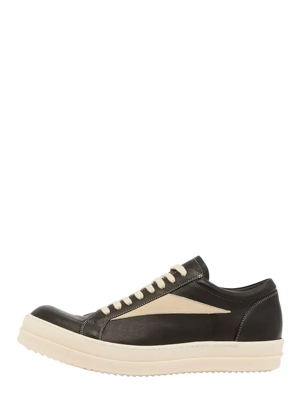 Rick Owens Leather Vintage Sneakers - Black/milk/milk