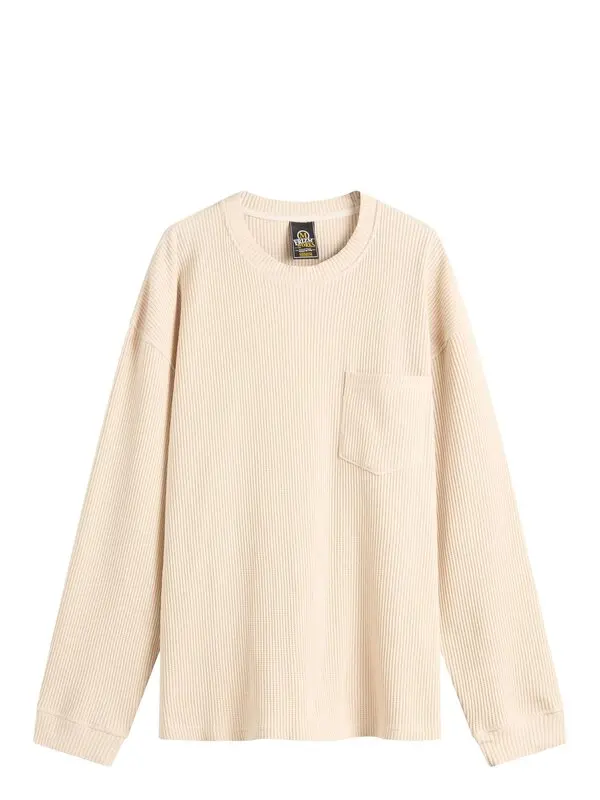 FRIZMWORKS Oversized Waffle Pocket Long Sleeve T-shirt - Cream