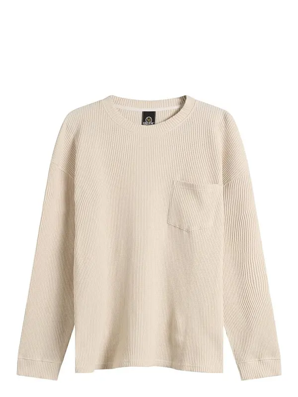 FRIZMWORKS Oversized Waffle Pocket Long Sleeve T-shirt - Cream