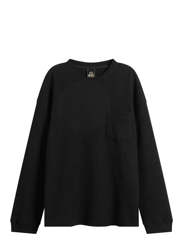 FRIZMWORKS Oversized Waffle Pocket Long Sleeve T-shirt - Black