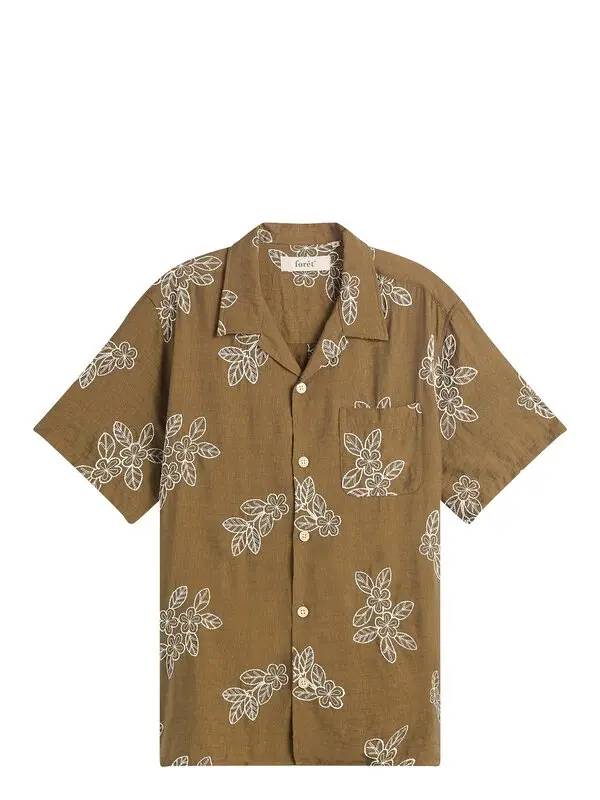 FORET Leo Embroidery Vacation Shirt - Army