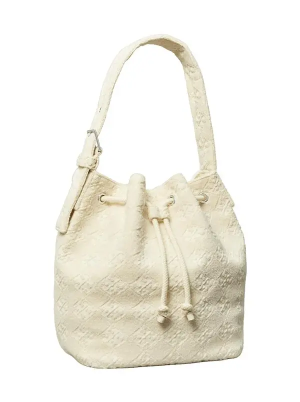 Tory Burch T Monogram Terry Oversized Bucket Bag - Pearl