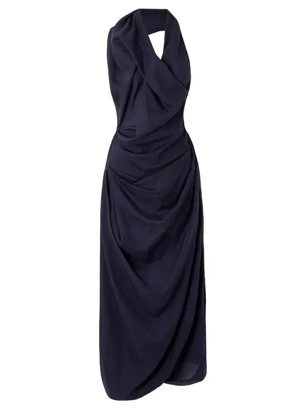 VIVIENNE WESTWOOD Halter Galea Wool Midi Dress - Blue