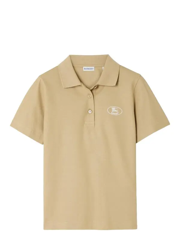 Burberry Embroidered Cotton-piqué Polo Shirt - Neutrals