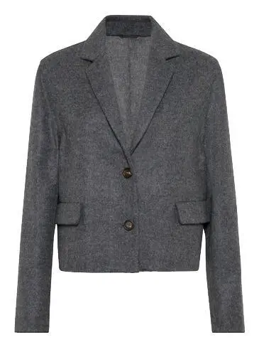 Brunello Cucinelli Hand-crafted Cropped Blazer - Lead