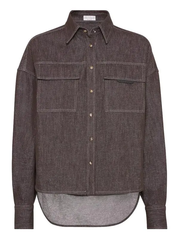 Brunello Cucinelli Sparkling No-fade Denim Shirt - Cocoa