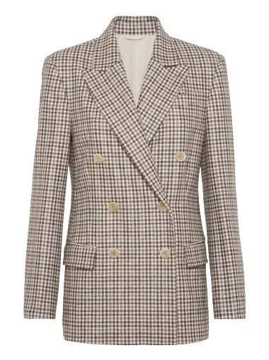 Brunello Cucinelli Flannel Blazer With Monili Detail - Beige