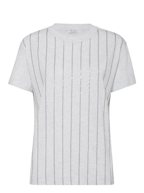 Brunello Cucinelli Embroidered T-shirt - Fog
