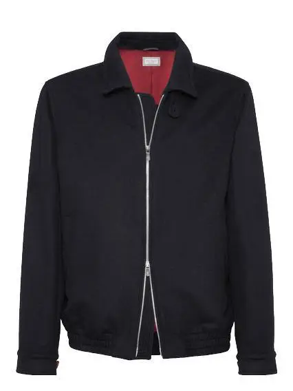 Brunello Cucinelli Wool Flannel Bomber Jacket - Black