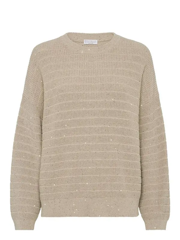 Brunello Cucinelli Cotton Diamond Yarn Sweater - Warm Beige