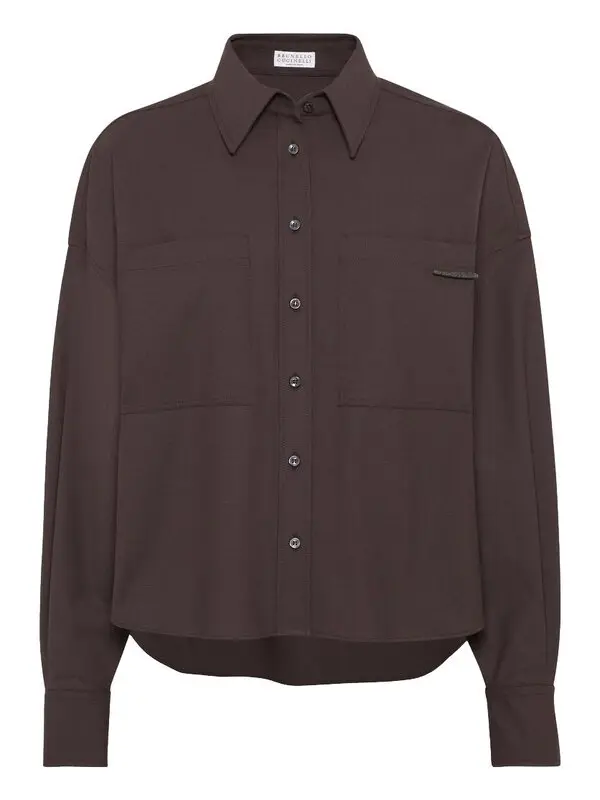 Brunello Cucinelli Tropical Wool Shirt - Cocoa