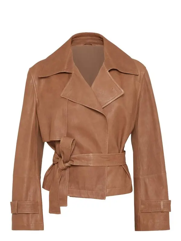 Brunello Cucinelli Nappa Crop Trench Coat - Leather