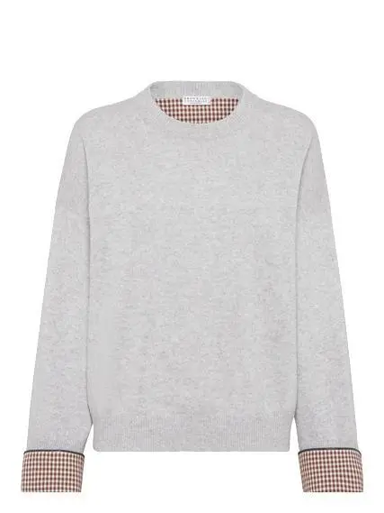 Brunello Cucinelli Cashmere Sweater With Monili - Pebble