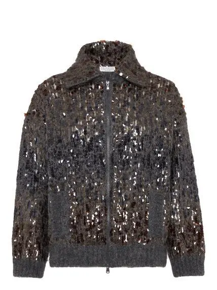 Brunello Cucinelli Embroidered Cardigan - Lead